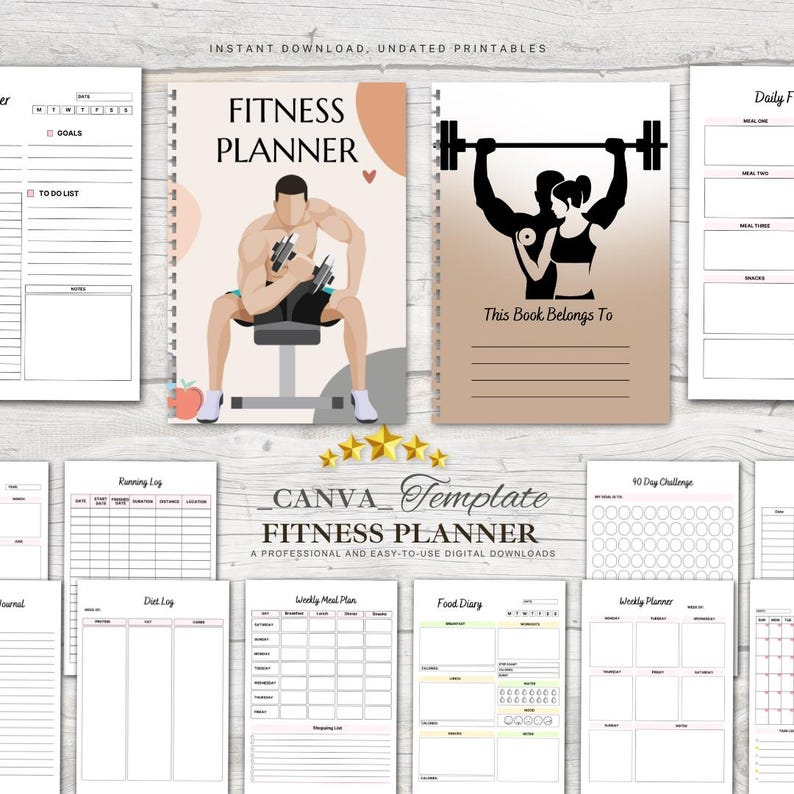Digital Fitness Planner, Glow up Planner, Workout Exercise Planner for ...