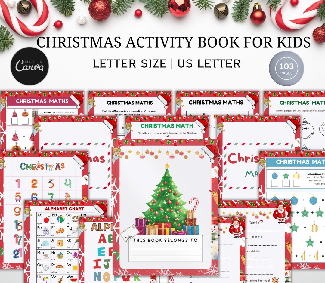 Printable Christmas Activity Bundle for Kids, Educational Worksheets ...