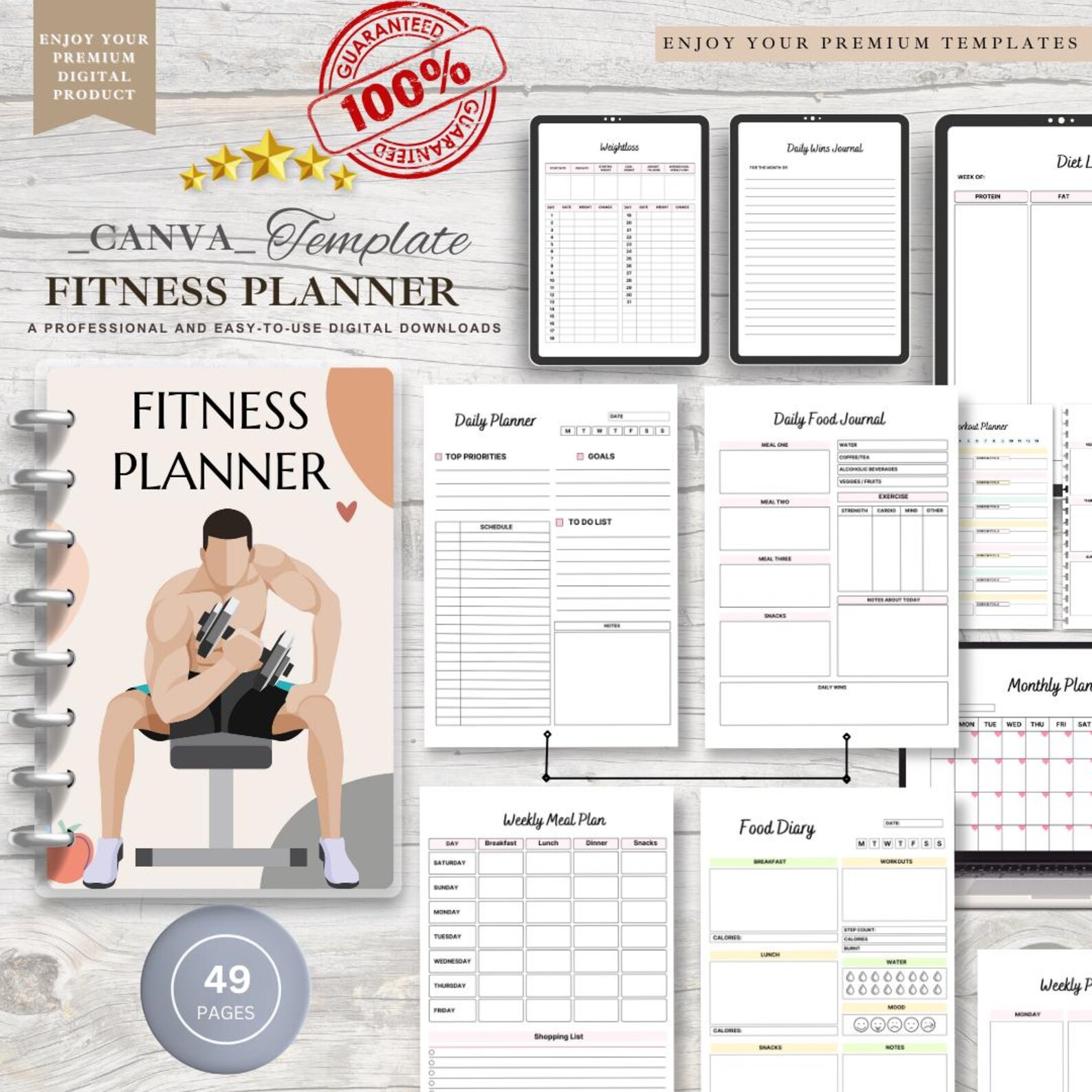 Digital Fitness Planner, Glow up Planner, Workout Exercise Planner for ...