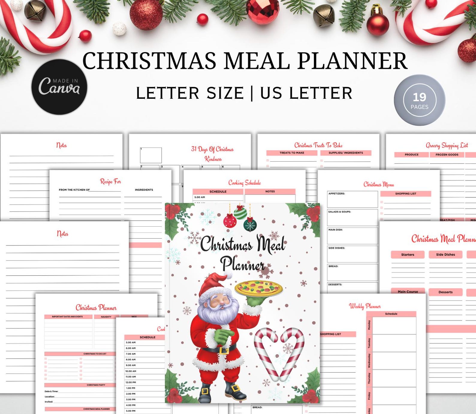 Christmas Meal Planner Printable PDF Printables Holiday Dinner ...