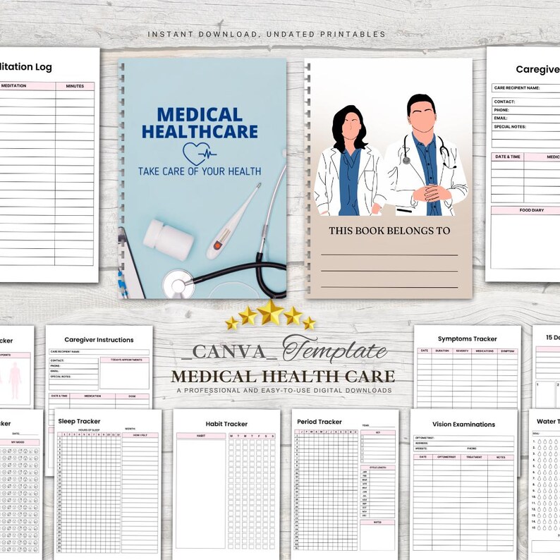 Digital Medical Planner Template, Healthcare Planner, Medication ...