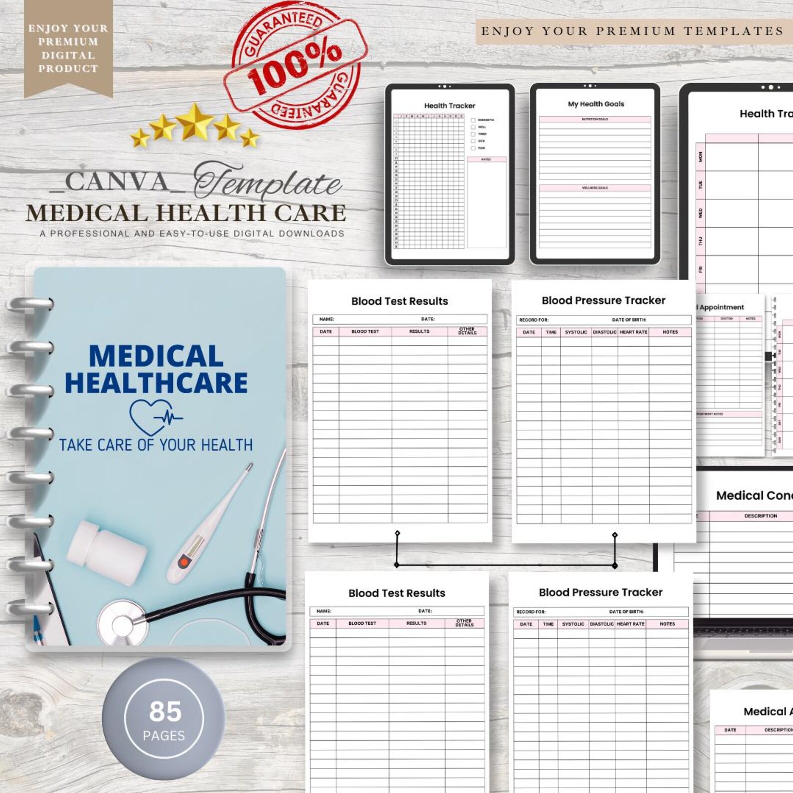 Digital Medical Planner Template, Healthcare Planner, Medication ...