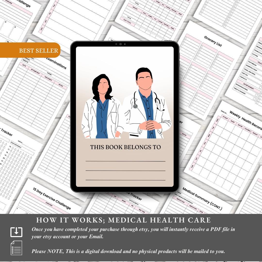 Digital Medical Planner Template, Healthcare Planner, Medication ...