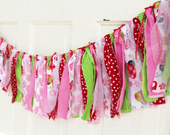 Ladybug Birthday Party Garland Spring Summer Banner Red Bunting Baby ...