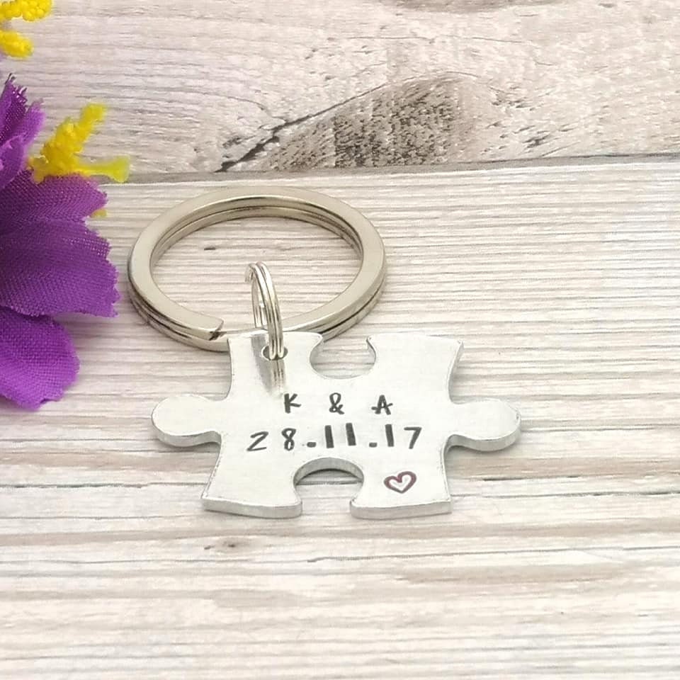 Personalised Puzzle Piece Keyring Couples Keyring Gift - Etsy UK