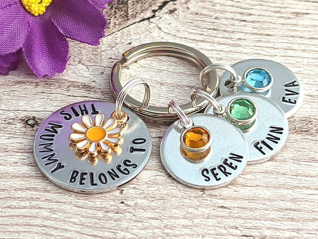 Personalised Mummy Keyring With Birthstones – Gift for Mum Keepsake ...