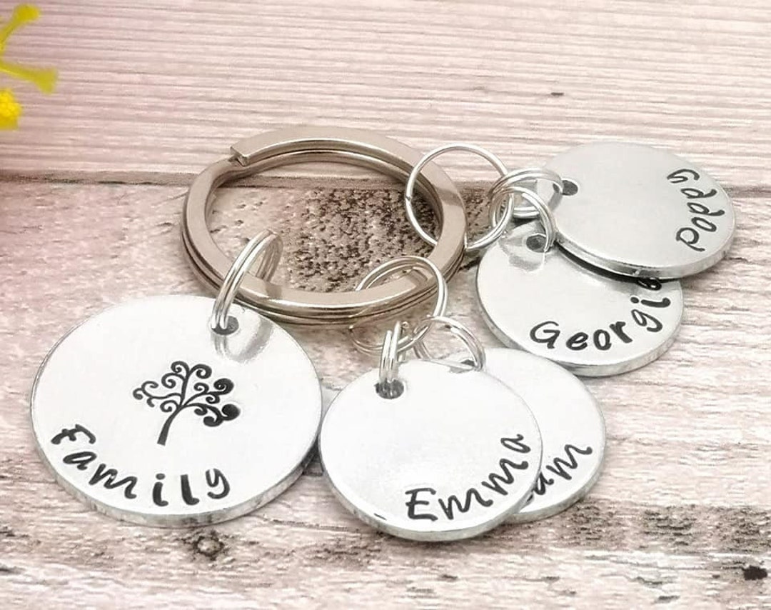 Personalised Family Tree Keyring, Family Tree Gift, Name Keychain ...