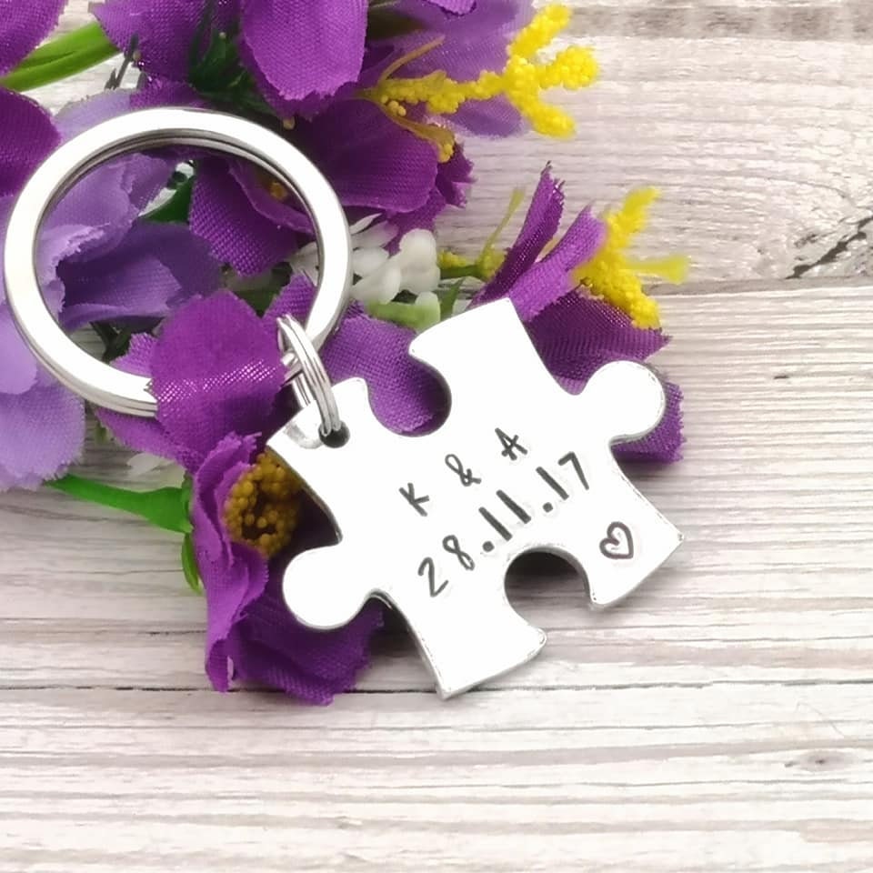 Personalised Puzzle Piece Keyring Couples Keyring Gift - Etsy UK