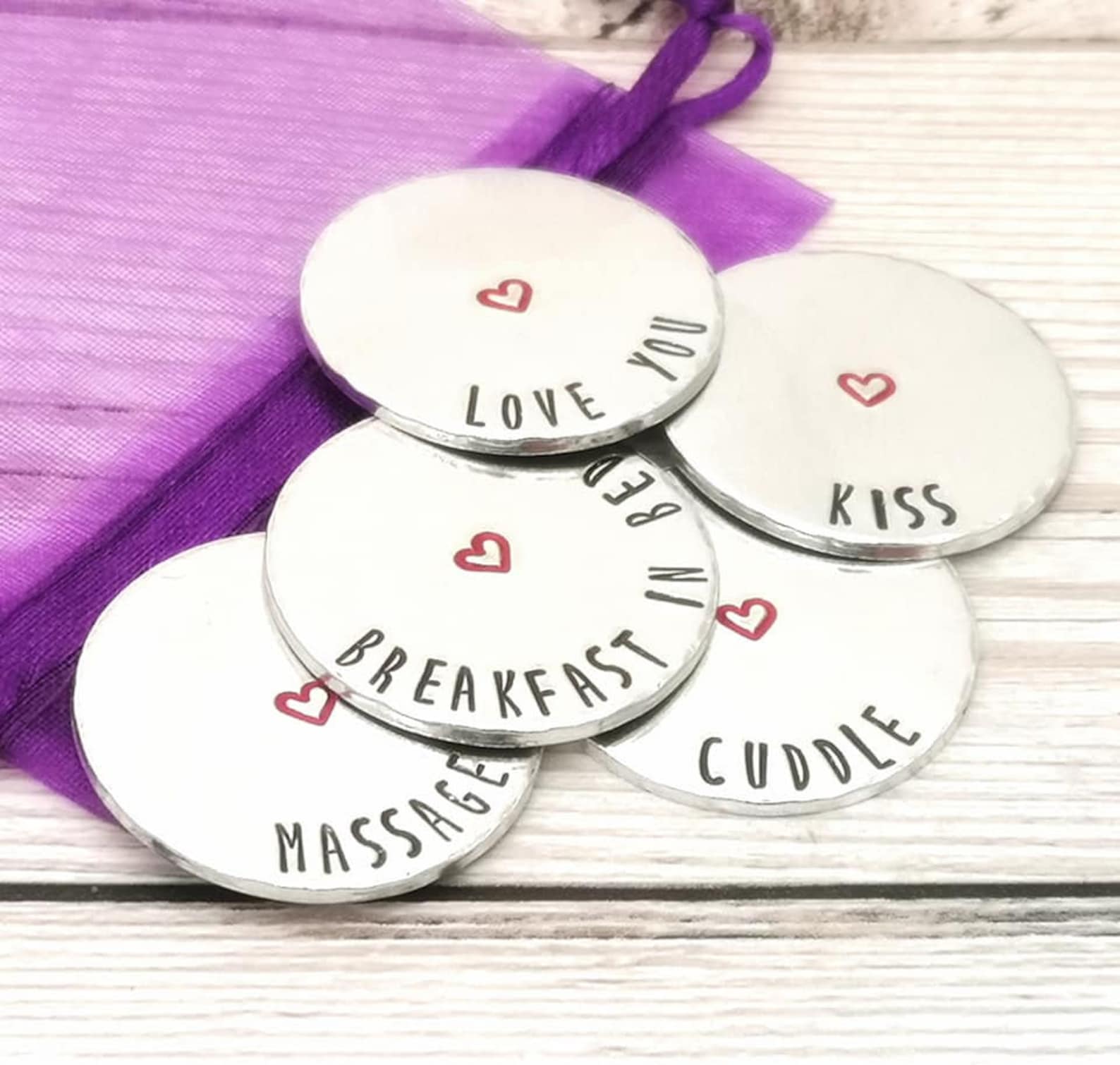 Love Tokens 1 3 or Set of 5 Choose Own Wording Cute - Etsy UK