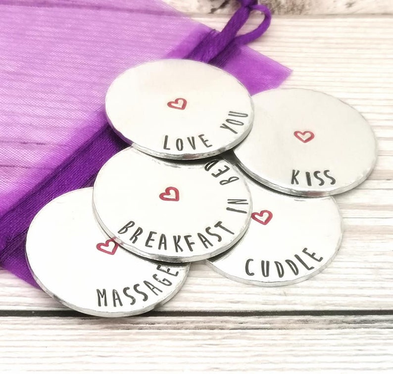 Love Tokens 1 3 or Set of 5 Choose Own Wording Cute - Etsy UK