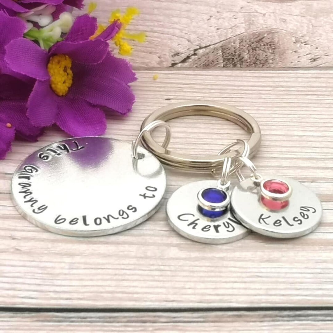 This Gran Belongs to Keyring With Birthstone Crystals, Personalised ...