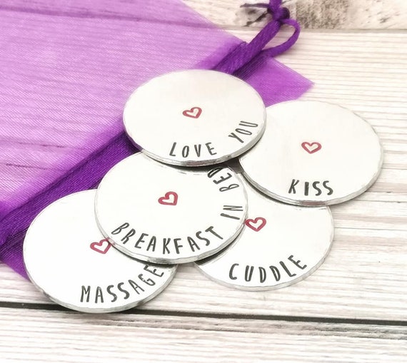 Love Tokens 1 3 or Set of 5 Choose Own Wording Cute - Etsy UK