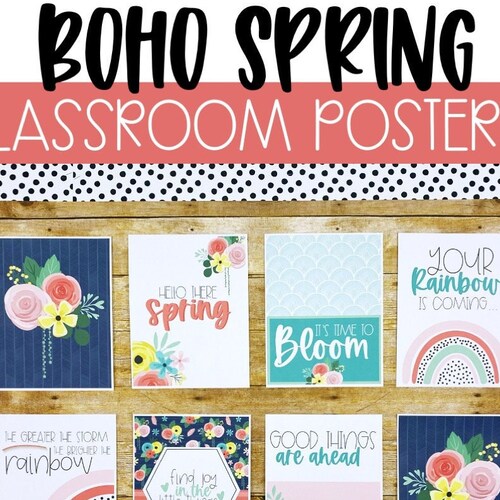 Boho Rainbow Spring Classroom Posters Easy and Modern - Etsy