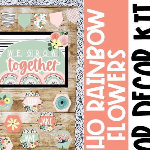 Boho Rainbow Classroom Door Decor Kit Back to School Easy - Etsy