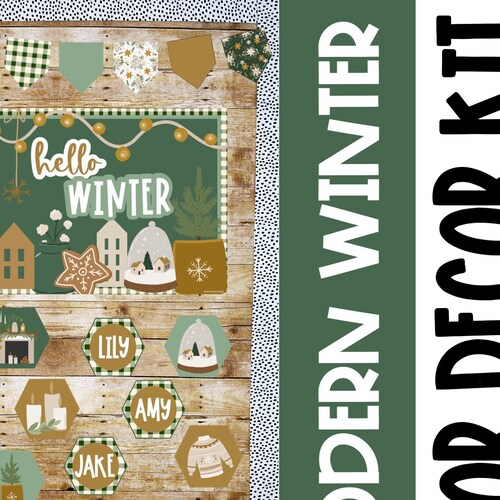 Modern Winter Bulletin Board Kit Holiday Season Theme Easy - Etsy