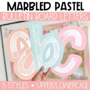 Marbled Pastel Classroom Decor, A-Z Bulletin Board Letters, Punctuation ...