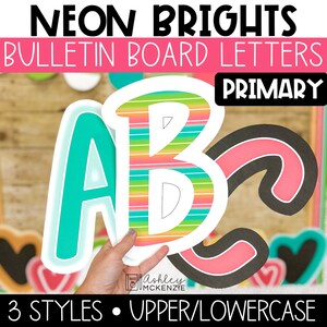 Neon Brights Classroom Decor, Primary Font A-Z Bulletin Board Letters ...