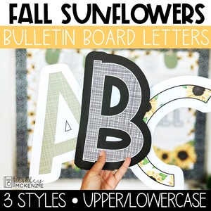 Fall Sunflowers Classroom Decor, A-Z Bulletin Board Letters ...