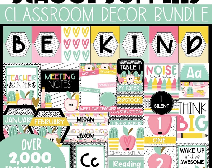 Back to School Classroom Decor Printable Bulletin Board Geometric Decor ...