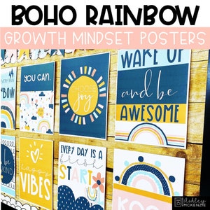 Boho Rainbow Classroom Posters, Easy and Modern Classroom Decorations ...