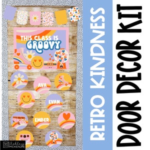 Valentine's Day Classroom Door Decor Kit, Kindness Week, Retro Theme ...