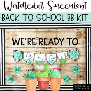 Watercolor Succulent Back to School Bulletin Board or - Etsy
