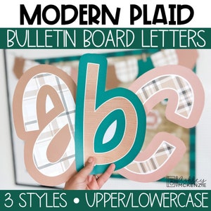 Modern Plaid Classroom Decor, A-Z Bulletin Board Letters, Punctuation ...