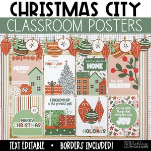 Christmas City Classroom Posters, Winter Class Decor, Easy Holiday ...
