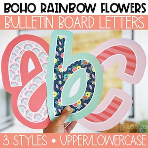 Boho Rainbow Flowers Classroom Decor, A-Z Bulletin Board Letters ...