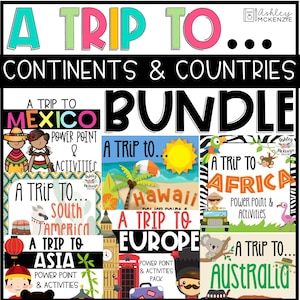 Continents and Countries Bundle, Powerpoint Lessons and Activities Pack ...