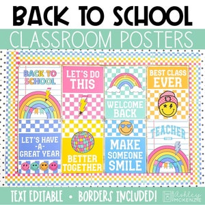 Back to School Classroom Posters BTS Smiles Theme Text Editable Posters ...