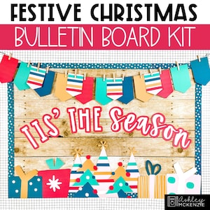 Festive Christmas Holiday Bulletin Board Kit, December Theme, Easy ...