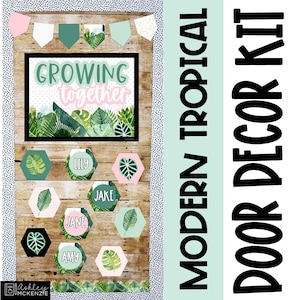Modern Tropical Classroom Door Decor Kit, Back to School, Easy and ...