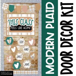 Modern Plaid Classroom Door Decor Kit, Back to School, Easy and Modern ...