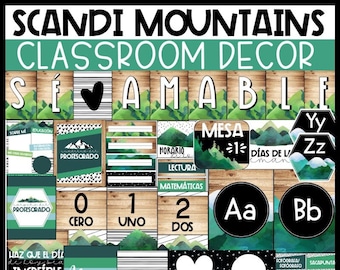 Scandi Mountains Classroom Decor Bundle Easy and Modern | Etsy