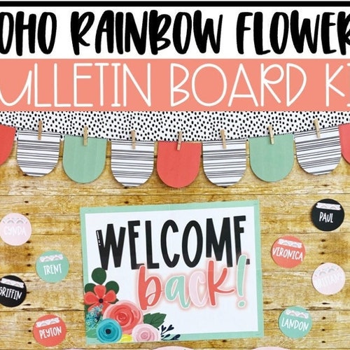 Boho Rainbow Flowers Back to School Bulletin Board or - Etsy