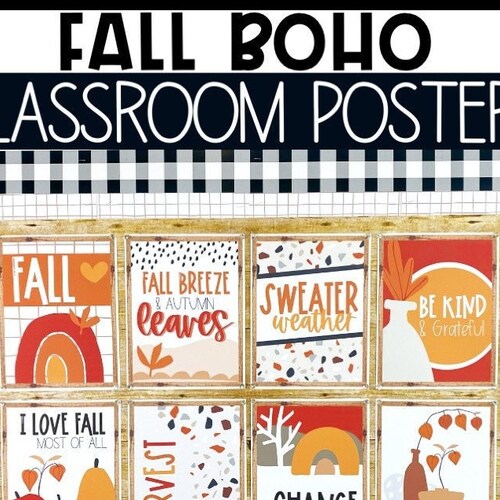 Fall Boho Classroom Posters Easy and Modern Autumn Classroom - Etsy