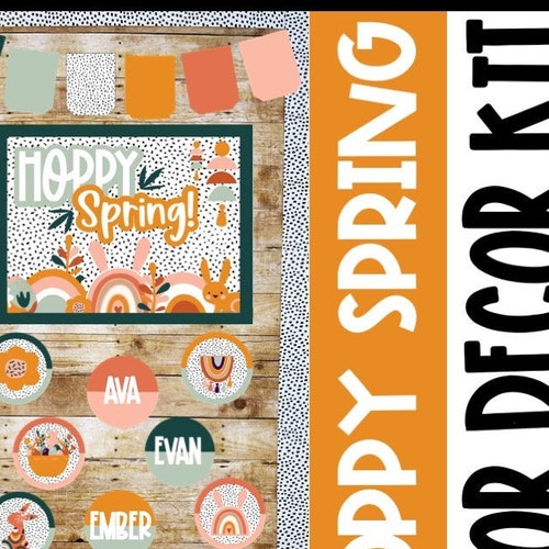 Spring Classroom Door Decor Kit Hoppy Spring Theme Easy - Etsy