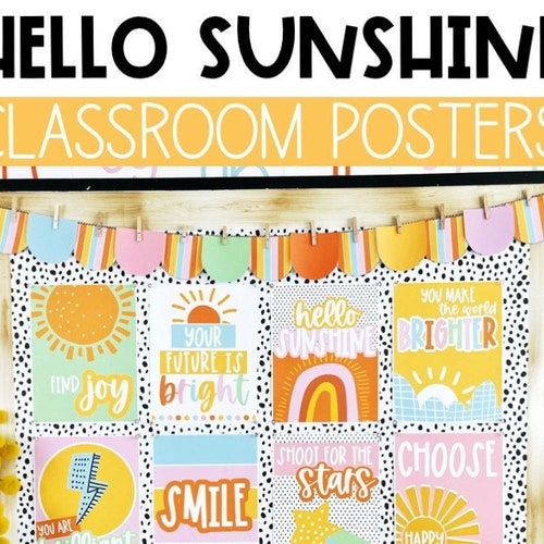 Sunshine Themed Classroom Posters Easy and Modern Classroom - Etsy
