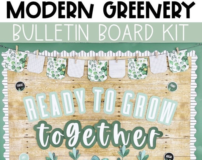 Modern Greenery Back to School Bulletin Board Kit Easy and - Etsy