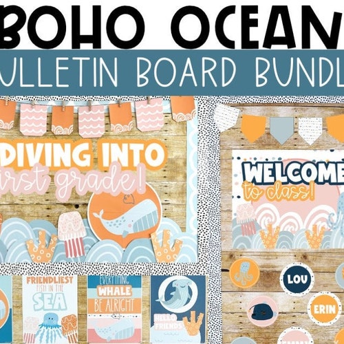 Modern Tropical Classroom Door Decor Kit Back to School Easy - Etsy