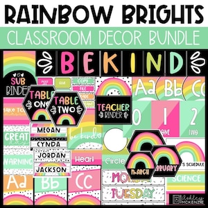 Rainbow Brights Classroom Decor Bundle, Bright Class Theme, Easy and ...