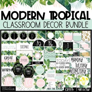 Modern Tropical Classroom Decor Bundle, Calm Class Themes, Easy ...