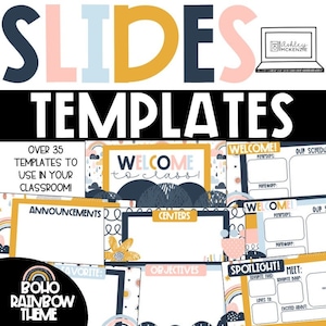 Boho Rainbow Slides and Powerpoint Templates, Digital Classroom ...