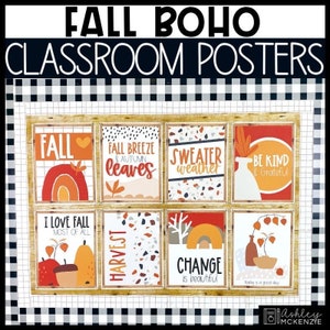 Fall Boho Classroom Posters Easy and Modern Autumn Classroom | Etsy