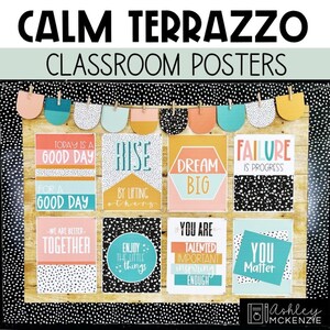 Calm Terrazzo Classroom Posters, Easy and Modern Classroom Decorations ...
