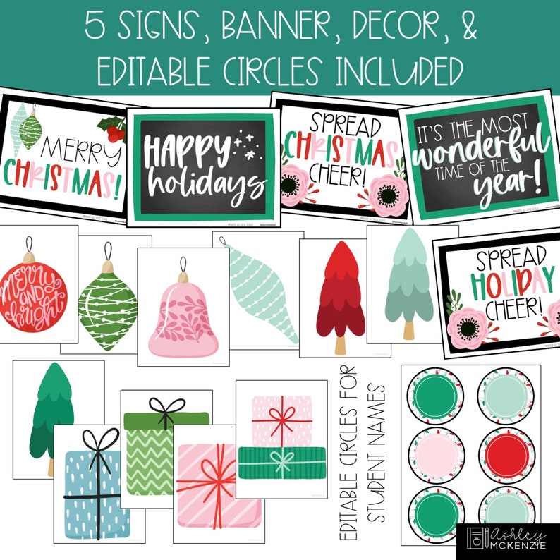Christmas Cheer Bulletin Board or Classroom Door Decor, Easy Holiday ...