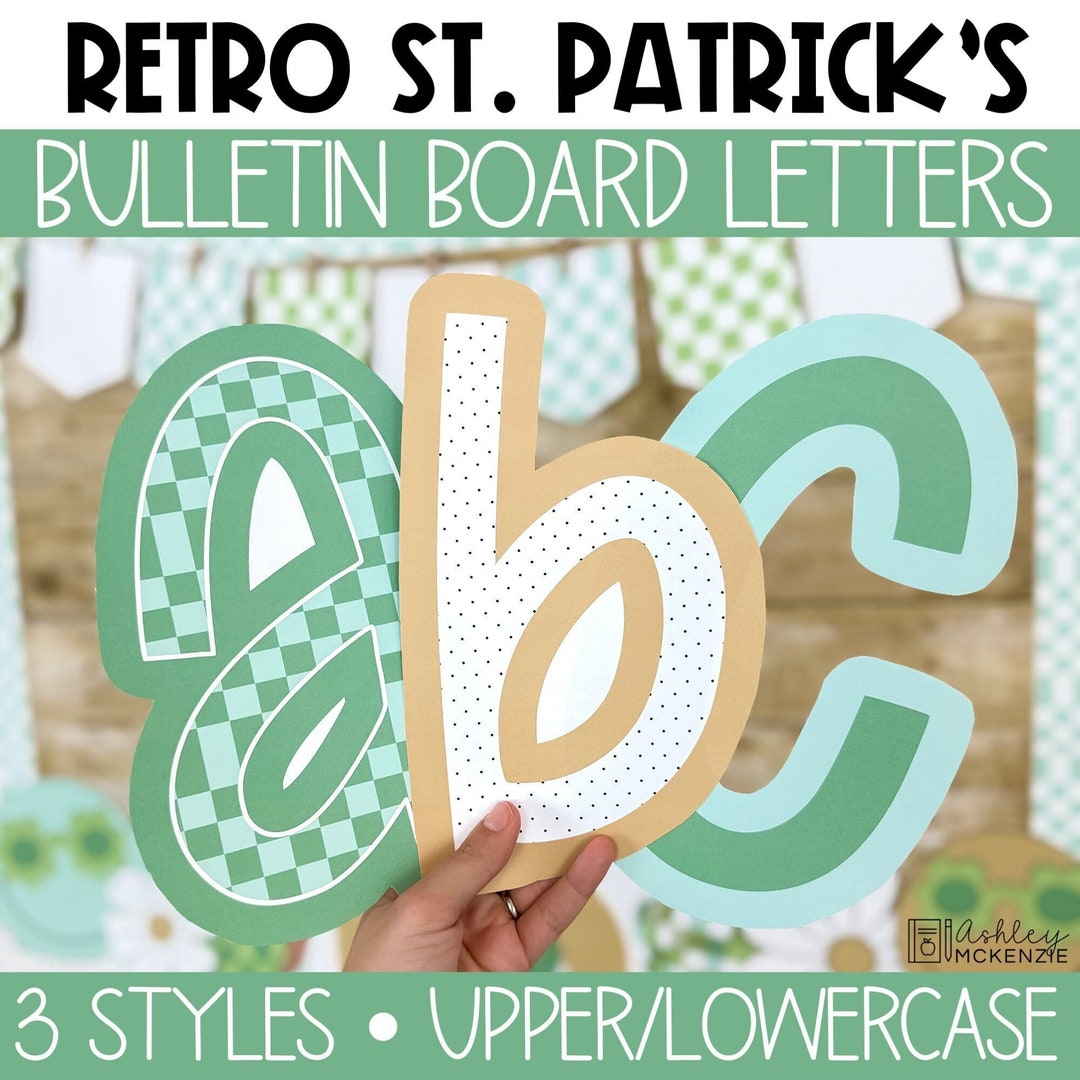 Retro St. Patrick's Day Classroom Decor, A-Z Bulletin Board Letters ...