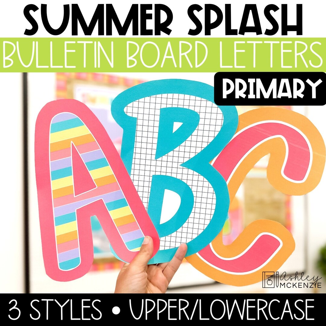 Summer Classroom Decor for End of Year, Primary Font A-Z Bulletin Board ...