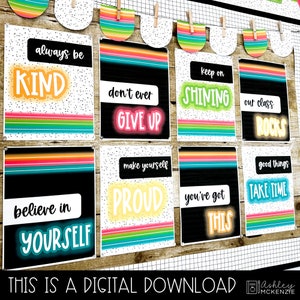 Neon Bright Classroom Decor Back to School Bulletin Board Ideas ...